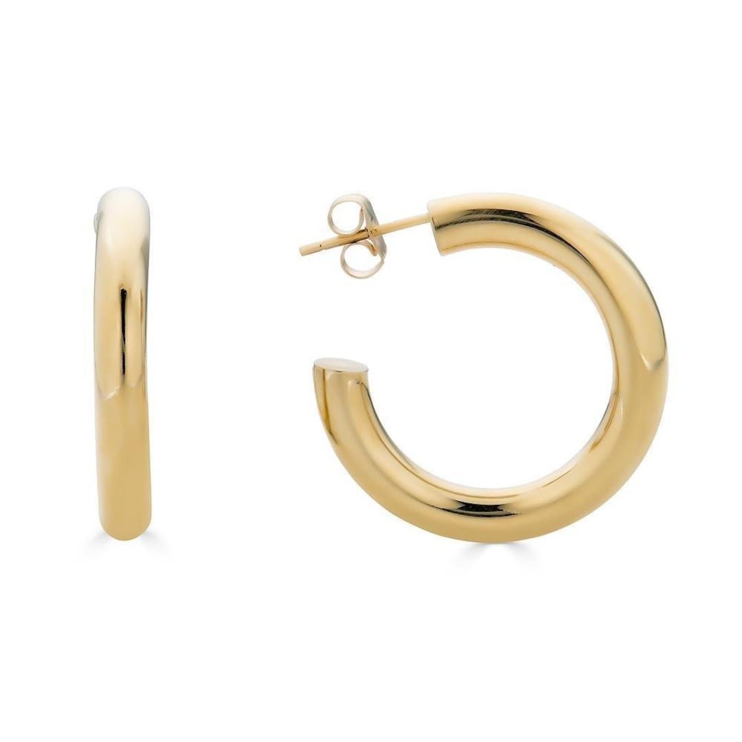 25mm Gold Hoops | Chunky Hoop Earrings | Medium Hoops | C Hoop Earrings ...