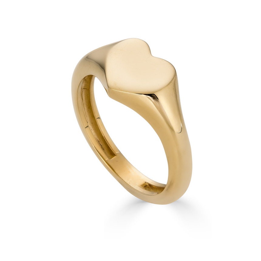 Heart Pinky Ring - Heart Signet Ring | Minimal Gold Ring | Heart Band ...