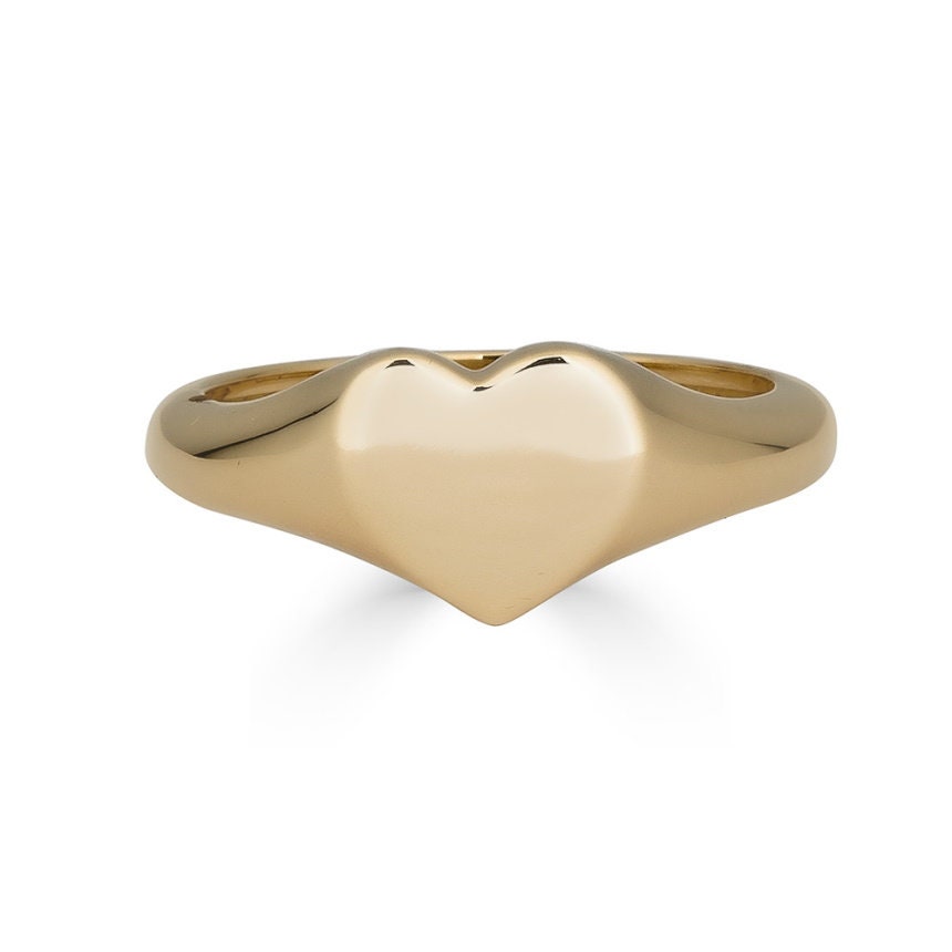 Heart Pinky Ring - Heart Signet Ring | Minimal Gold Ring | Heart Band ...