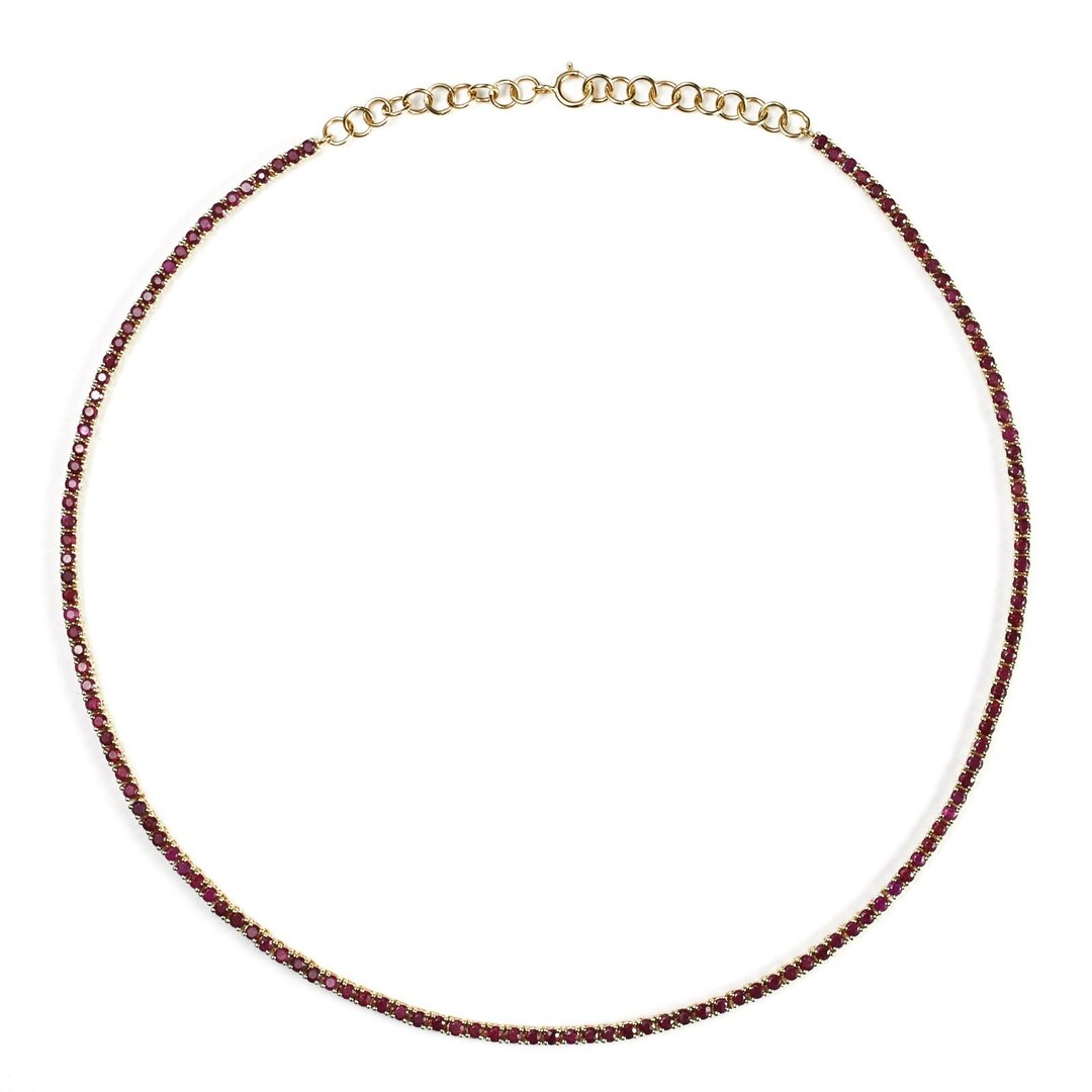 14K Gold Ruby Tennis Necklace - Etsy