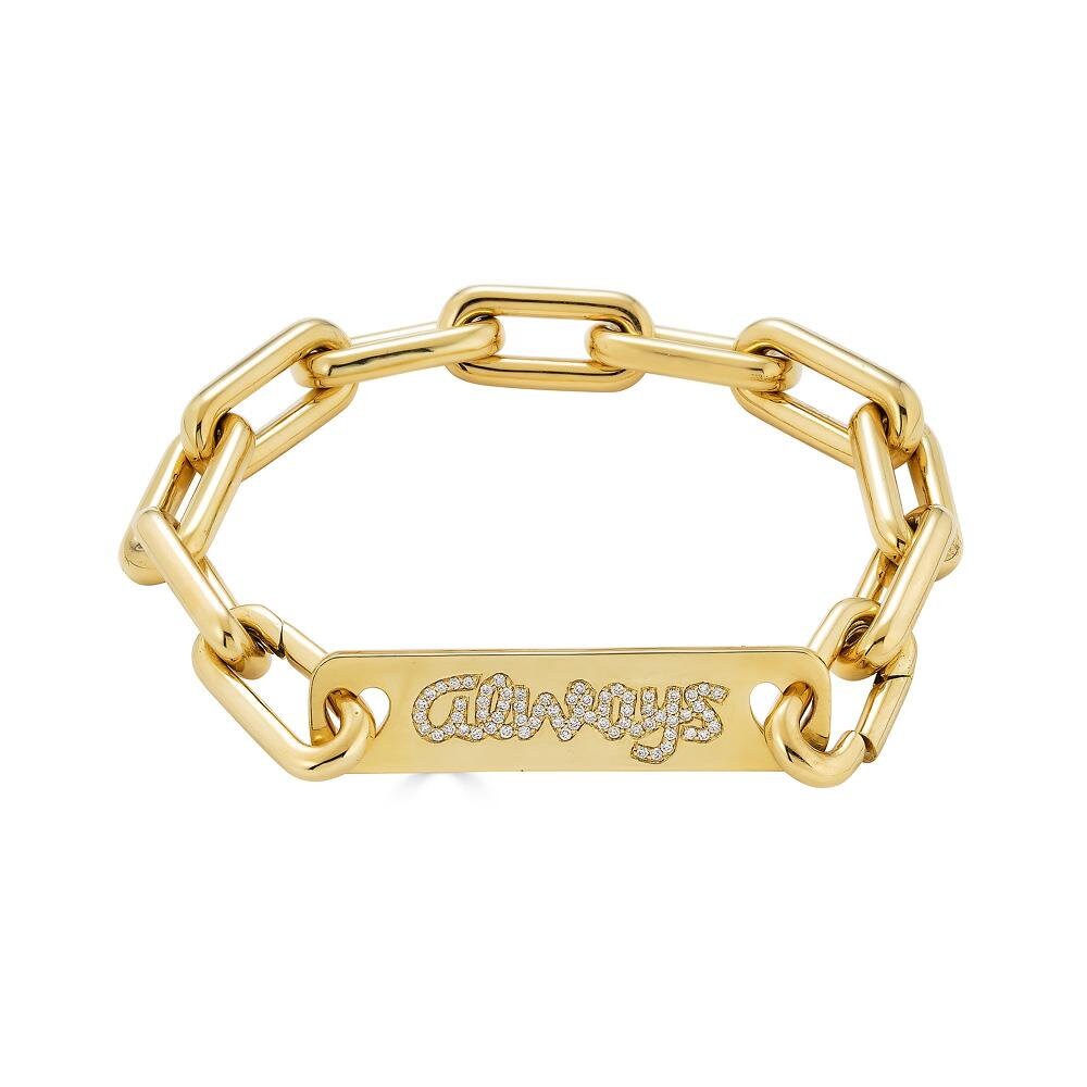18K Gold Customizable Diamond ID Bracelet - Etsy
