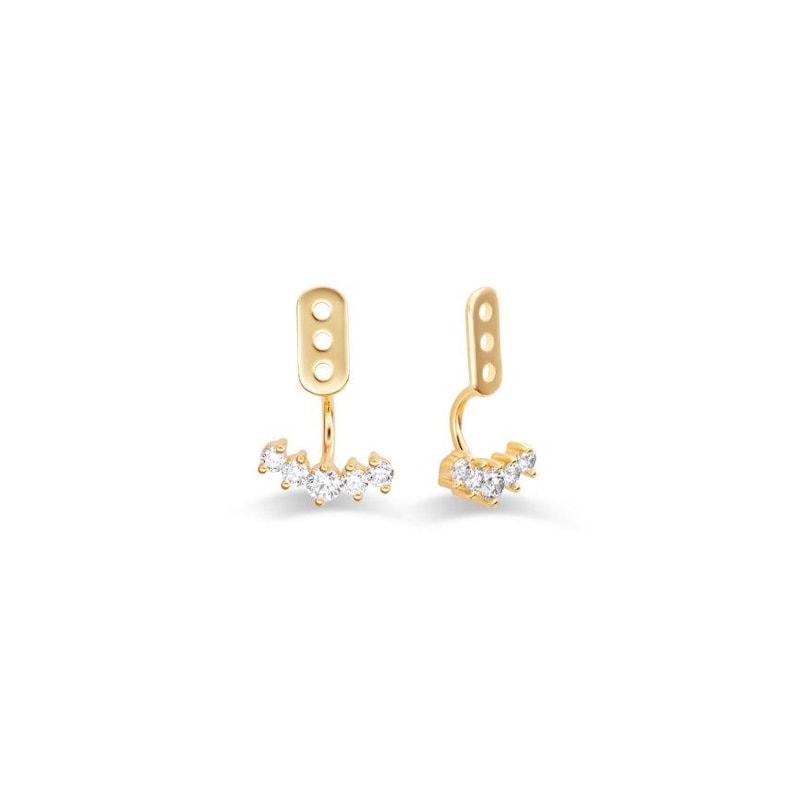 Gold Earring Jacket - Diamond Earrings | Ear Jacket Earring, Gift for ...