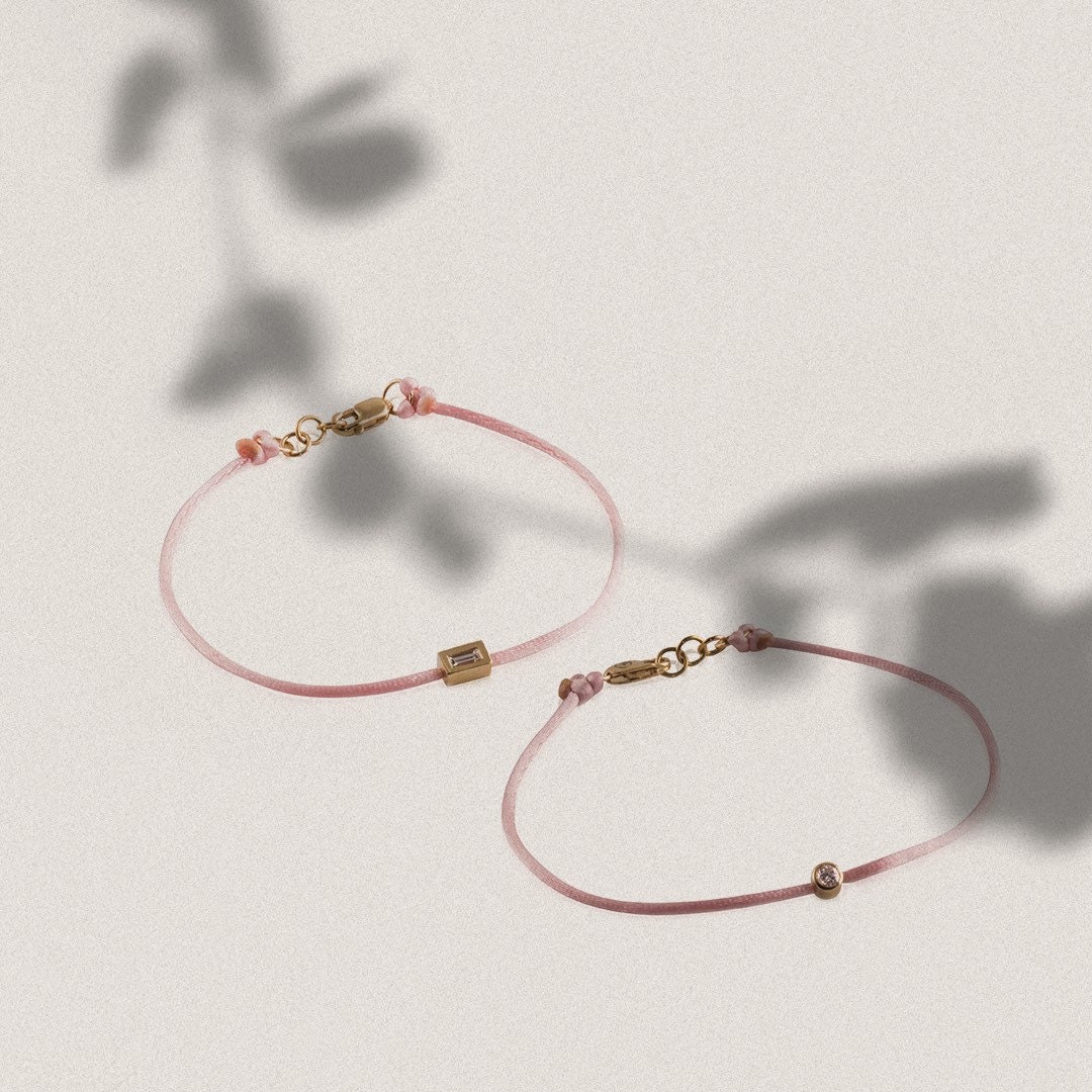 Pink Diamond String Bracelet - Breast Cancer Bracelet, Breast Cancer ...