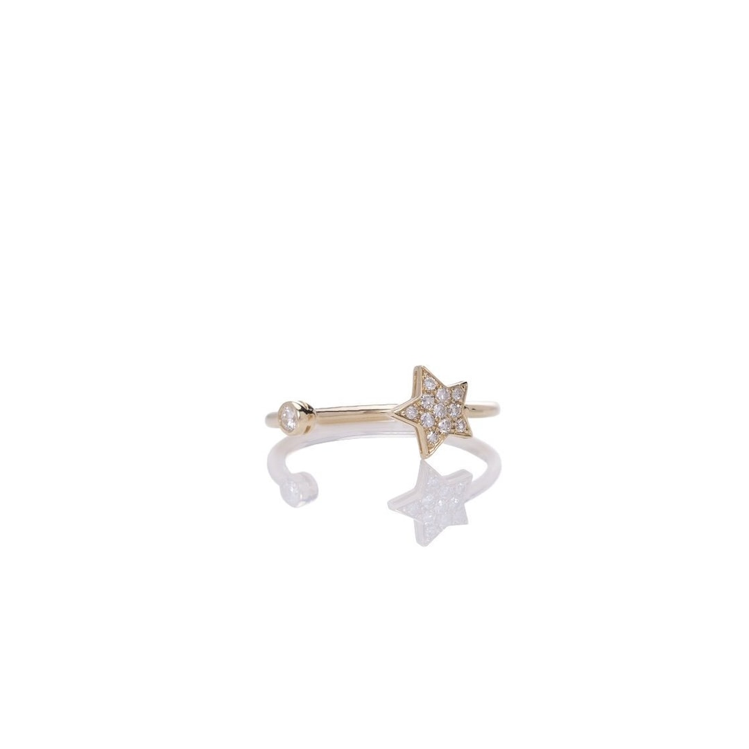 14K Gold Diamond Star Ring | Open Band Ring | Star Band | Star ...