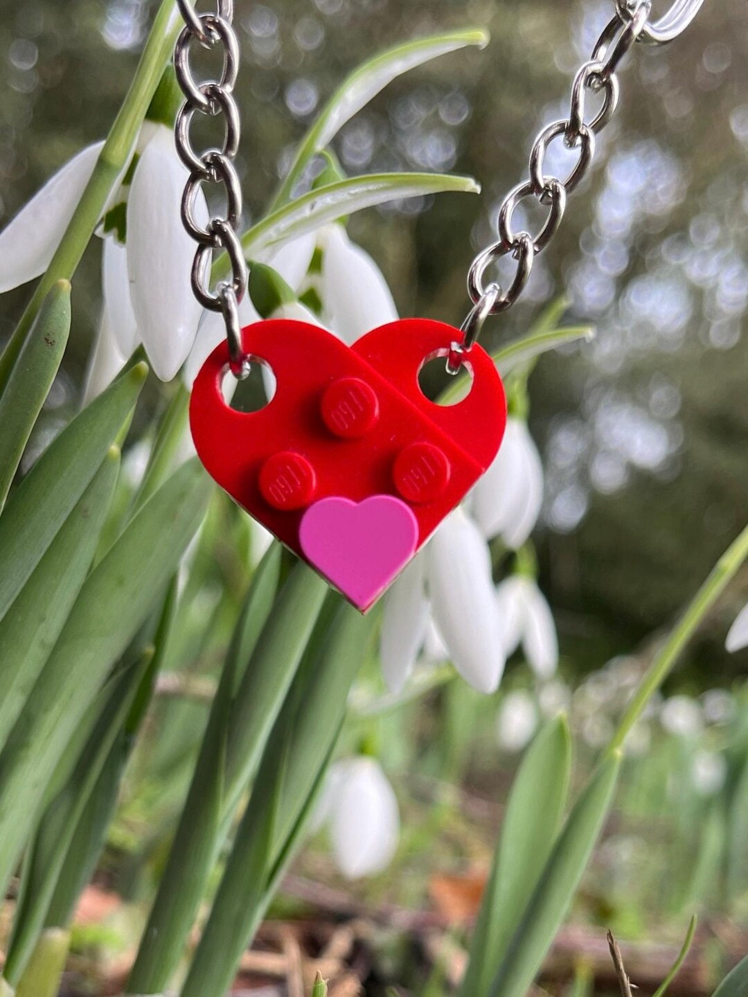 Valentines - Lego Heart Keyring for Couples - Etsy UK