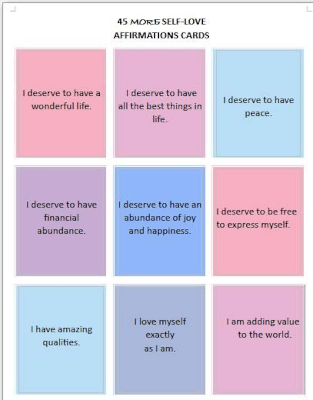 45 MORE Self-love Affirmation Cards - Etsy
