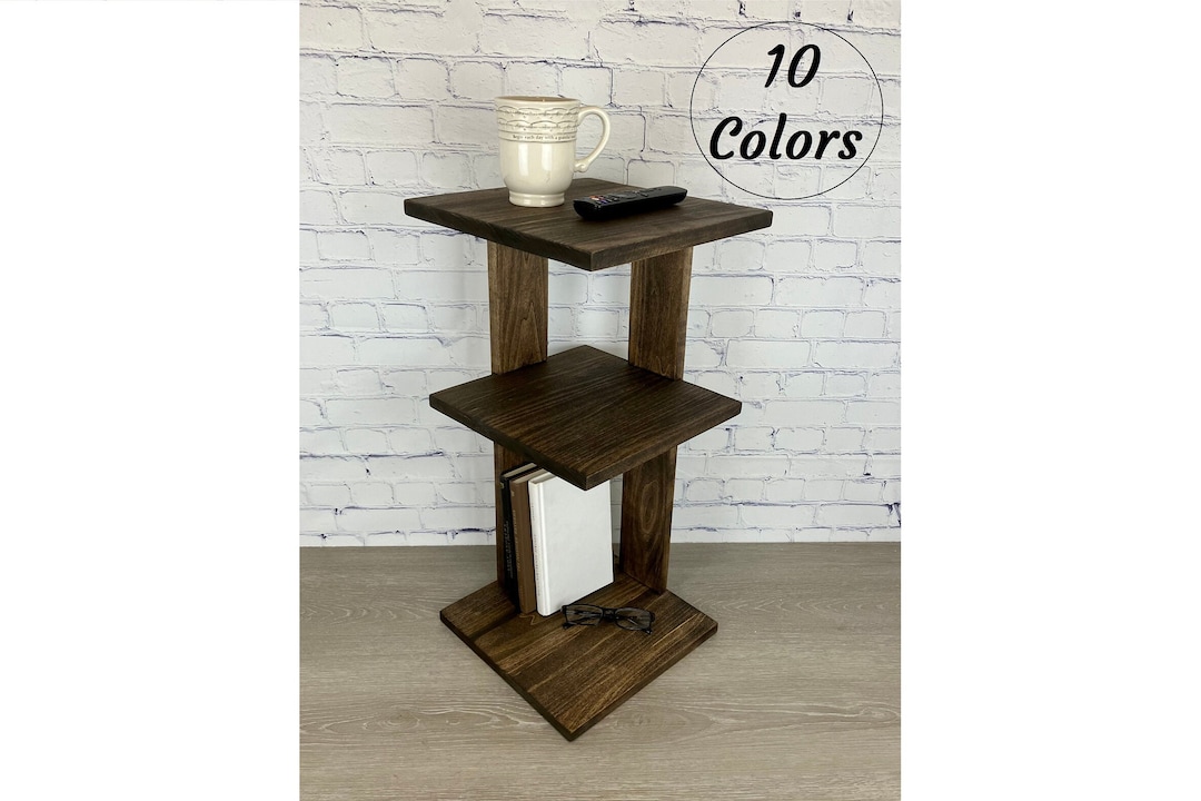 Tall Wooden Side Table: 3-tier End Table With Storage Shelf - Etsy