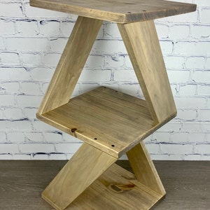 Triangle Wooden Side Table With Shelf: Modern Bedside Accent Table - Etsy