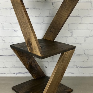 Triangle Wooden Side Table With Shelf: Modern Bedside Accent Table - Etsy