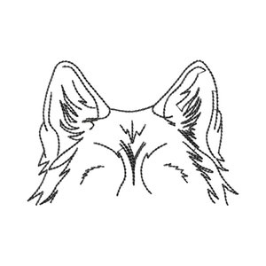 Siberian Husky Ears Outline Machine Embroidery Design, Dog Sketch ...