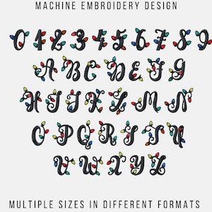 Christmas Alphabet Machine Embroidery Designs, Christmas Lights Font ...