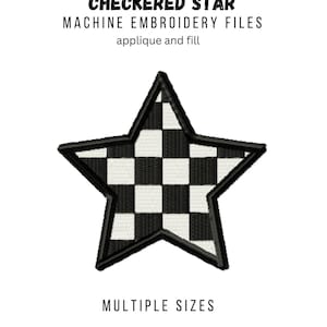 Checkered Star Machine Embroidery Design in Fill and Applique for Trendy Patches, Checker ...