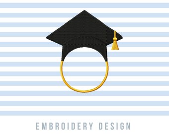 Graduation Cap Embroidery Design for Circle Monogram - Etsy