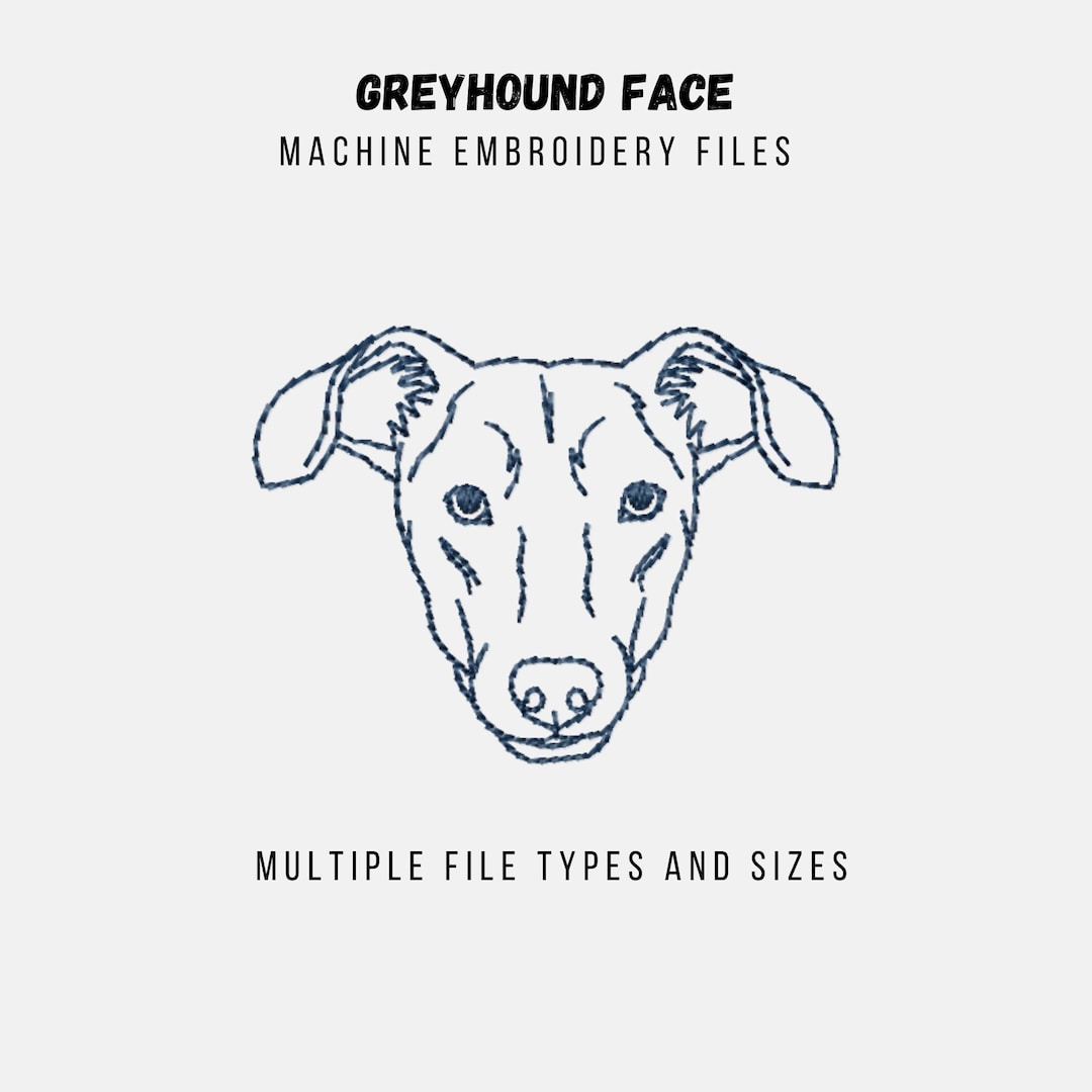 Greyhound Dog Face Machine Embroidery Design: Outline Pattern (digital ...