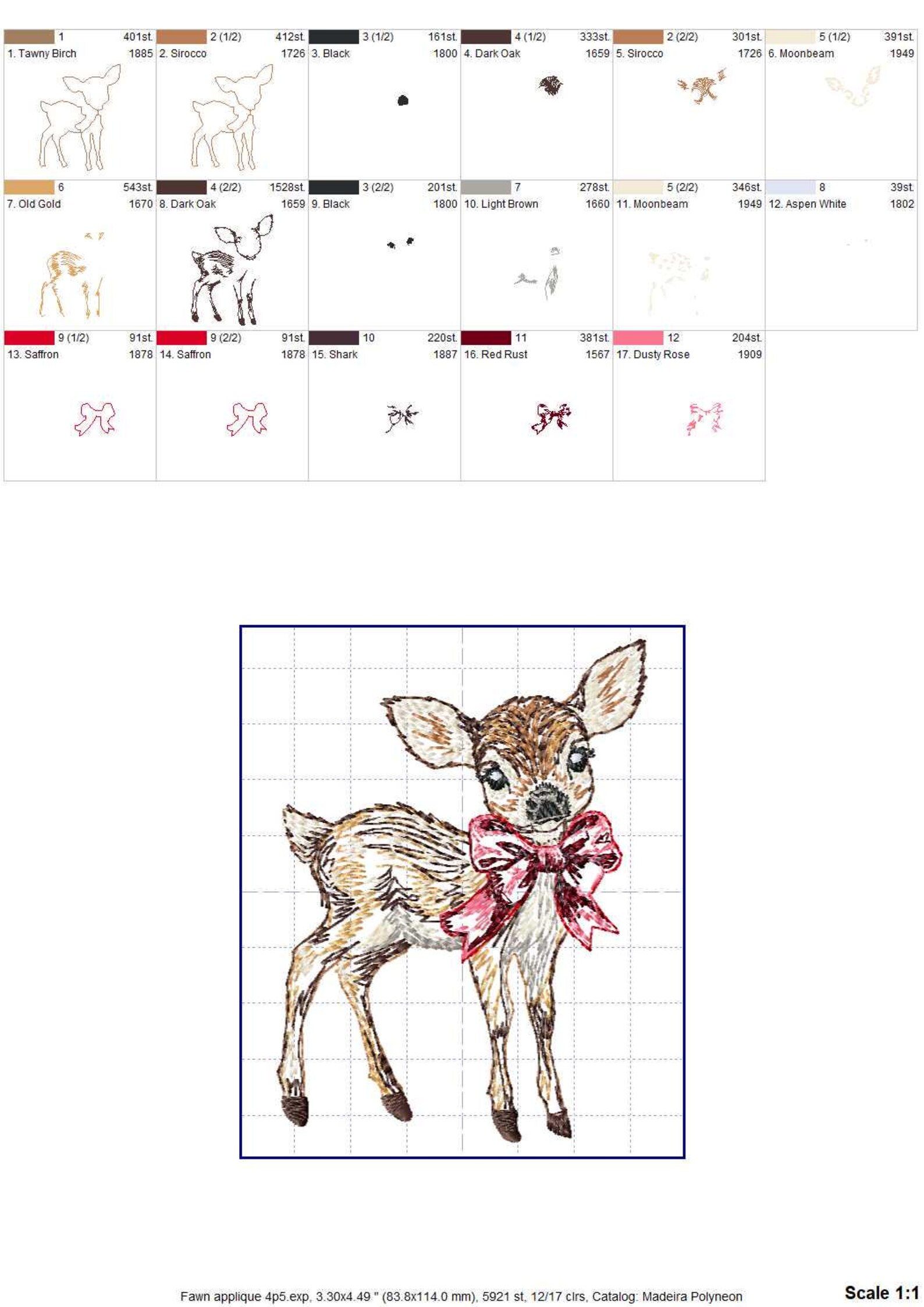 Christmas Fawn Embroidery Design: Retro Baby Deer Applique (download ...