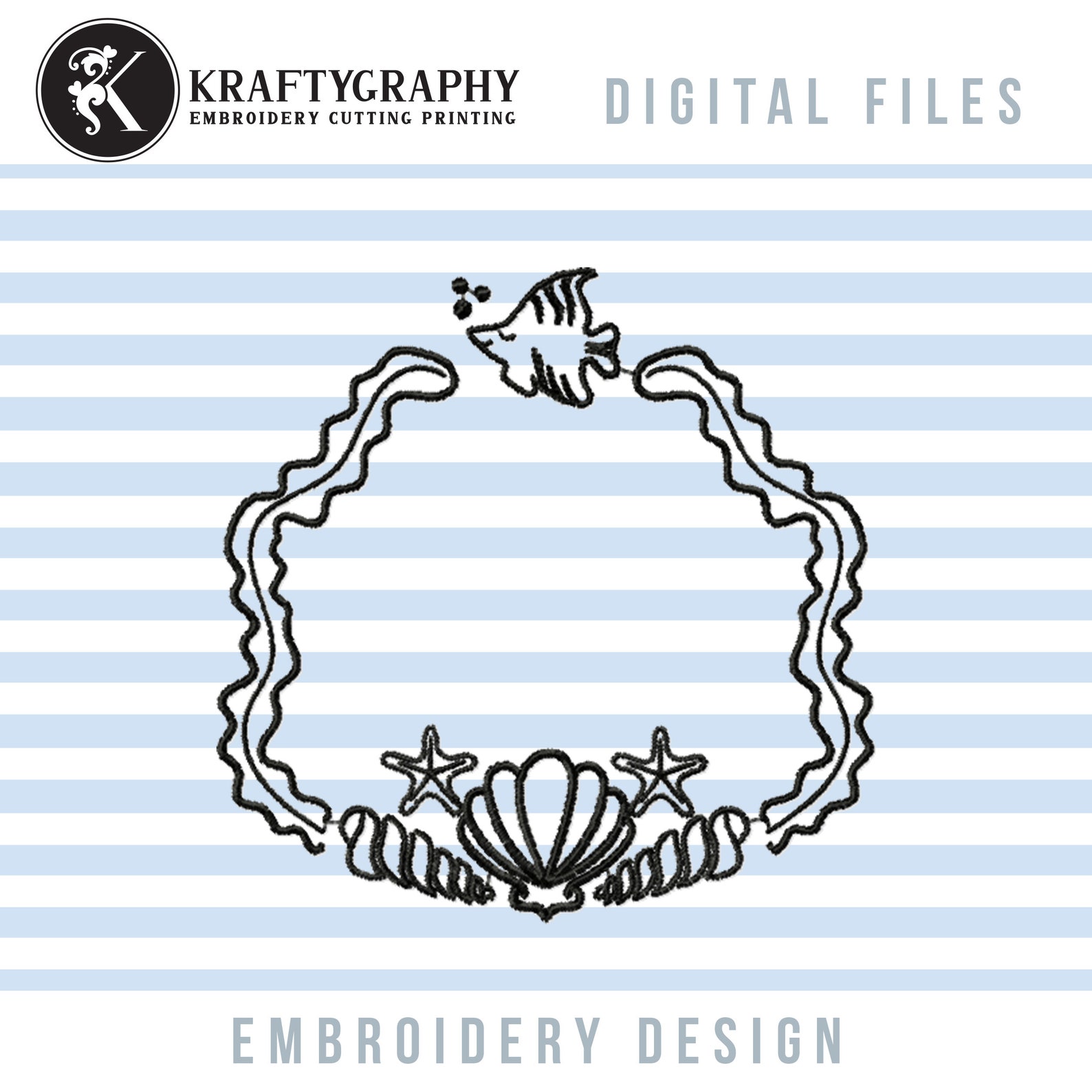 Nautical Machine Embroidery Designs Fish Monogram Frame - Etsy