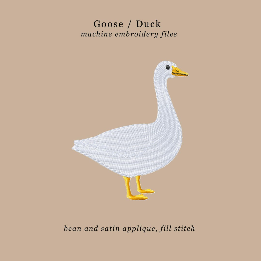 Duck/goose Machine Embroidery Design: Applique Fill Stitch - Etsy