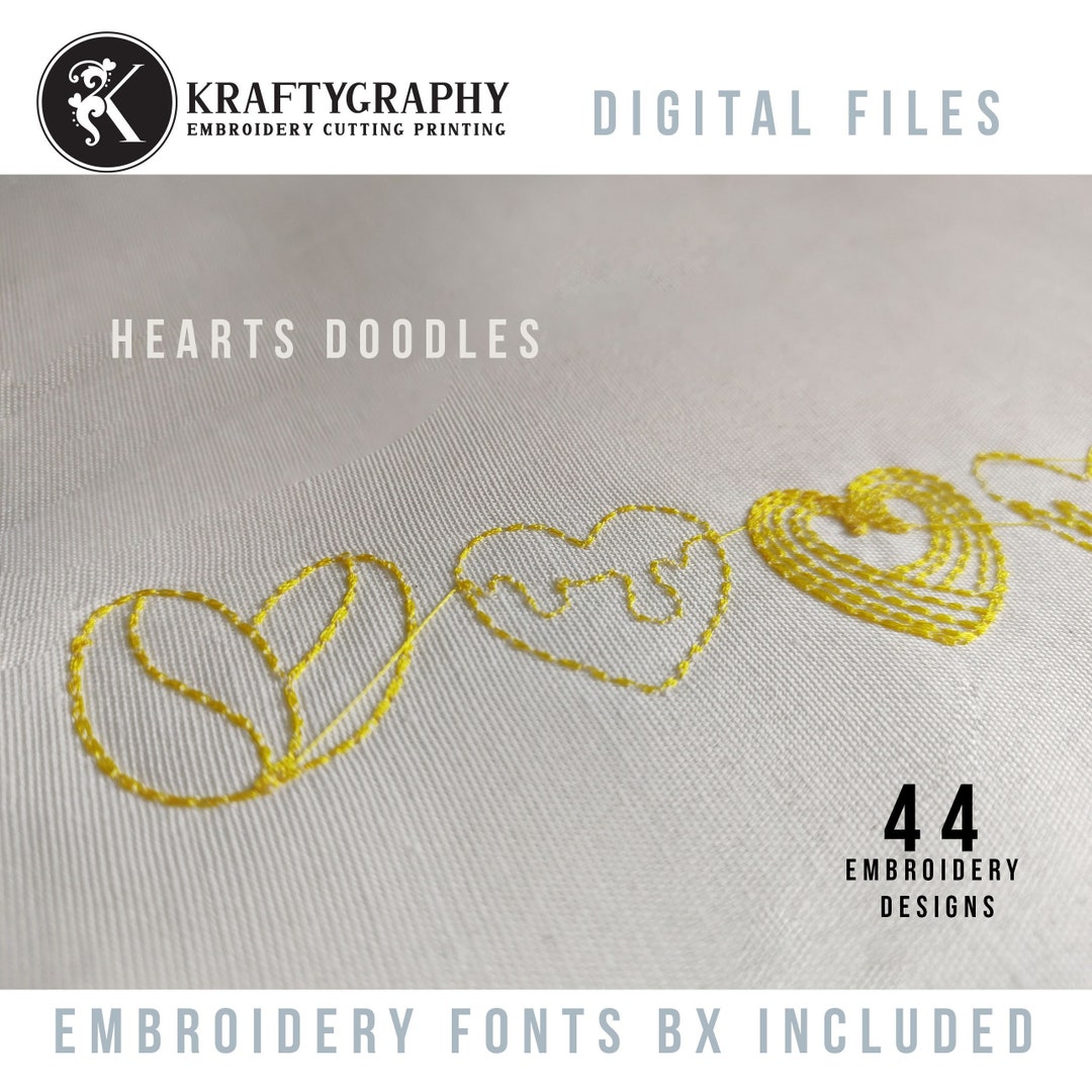 44 Mini Hearts Outline Machine Embroidery Design Bundle Set: Backstitch ...