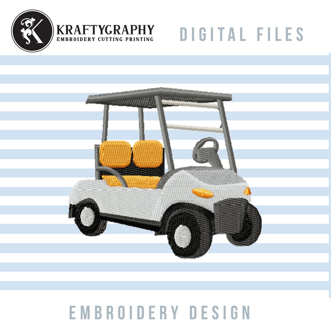 Golf Cart Machine Embroidery Design: Club Car Pattern in Multiple Sizes ...