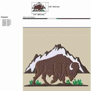 Buffalo With Mountain Machine Embroidery Designs, Wildlife Embroidery ...