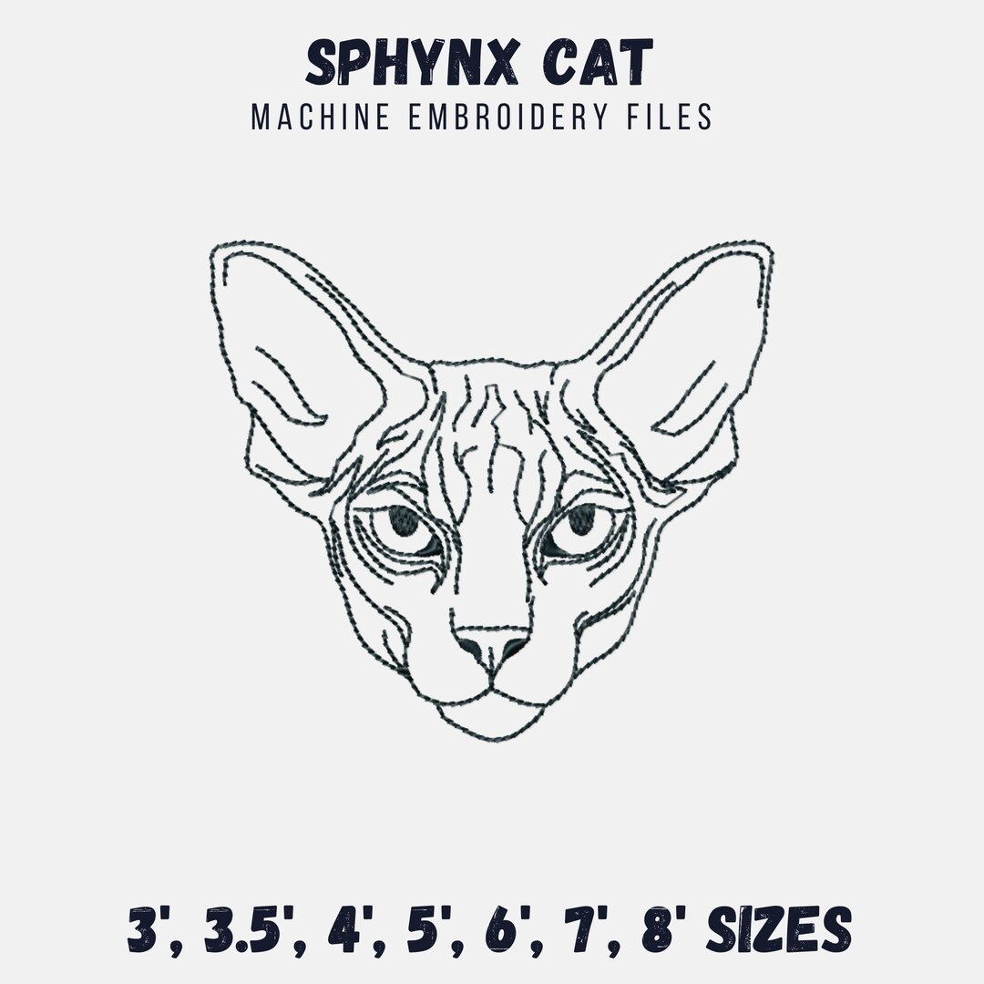 Sphynx Cat Face Machine Embroidery Design SKETCH Style - Etsy
