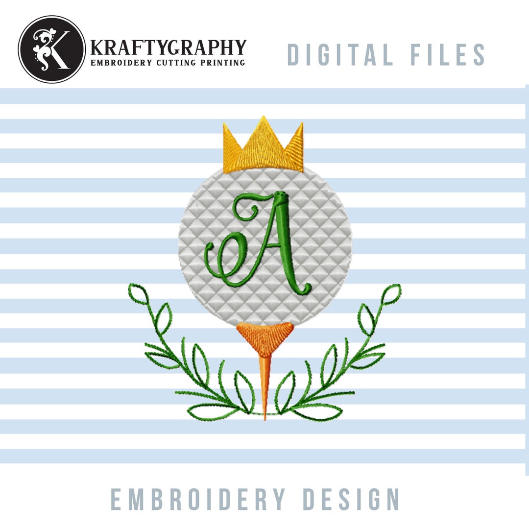 Golf Monogram Frame Machine Embroidery Design: Golf Ball With Crown and ...