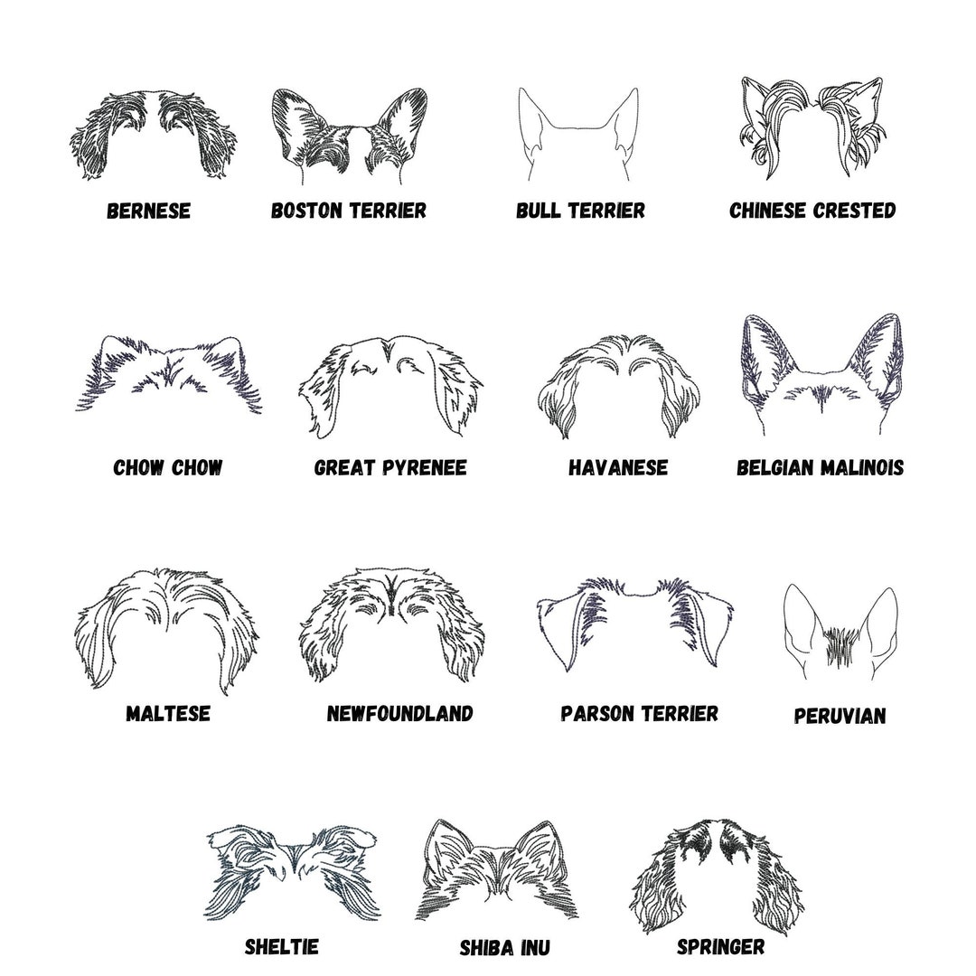 15 Dog Ears Machine Embroidery Designs Bundle, VOL 3, Dog Breeds ...