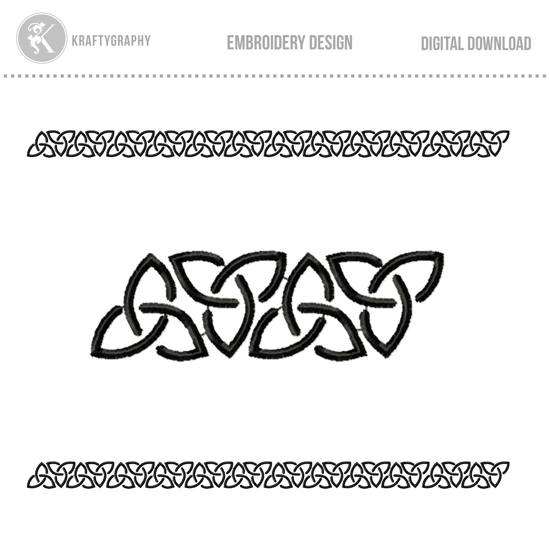 Celtic Border Machine Embroidery Design: Medieval Trinity Knot Pattern ...