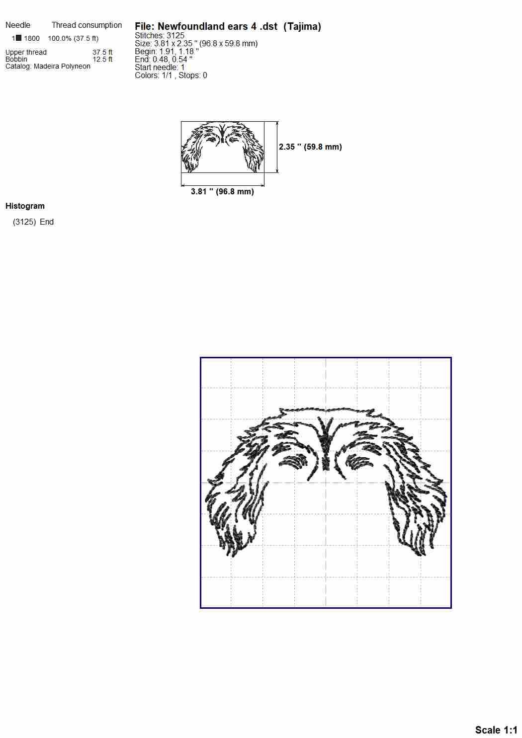 Newfoundland Dog Ears Machine Embroidery Design: Multiple Sizes ...