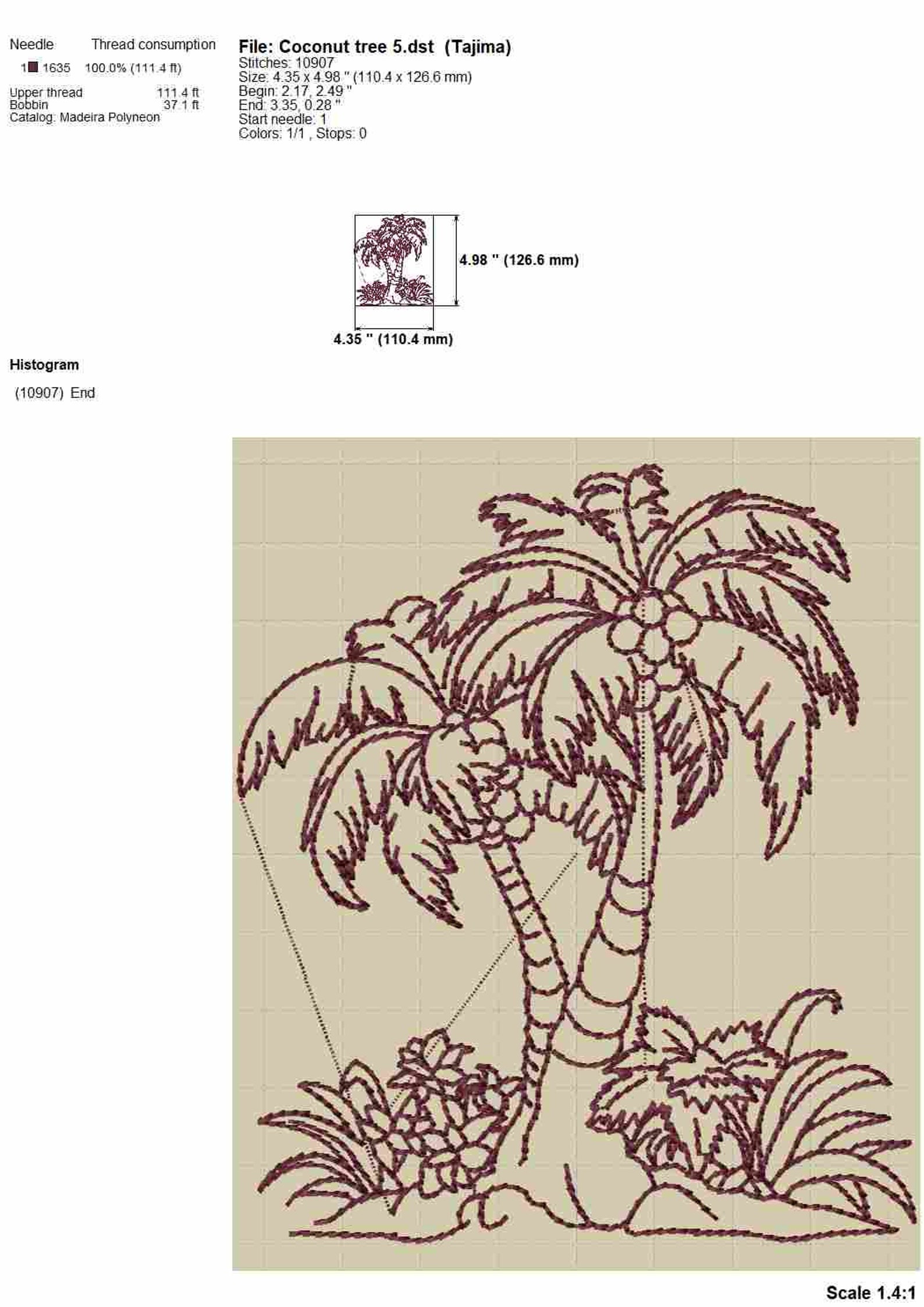 Coconut Tree Machine Embroidery Design: Tropical Scene Digital Files - Etsy