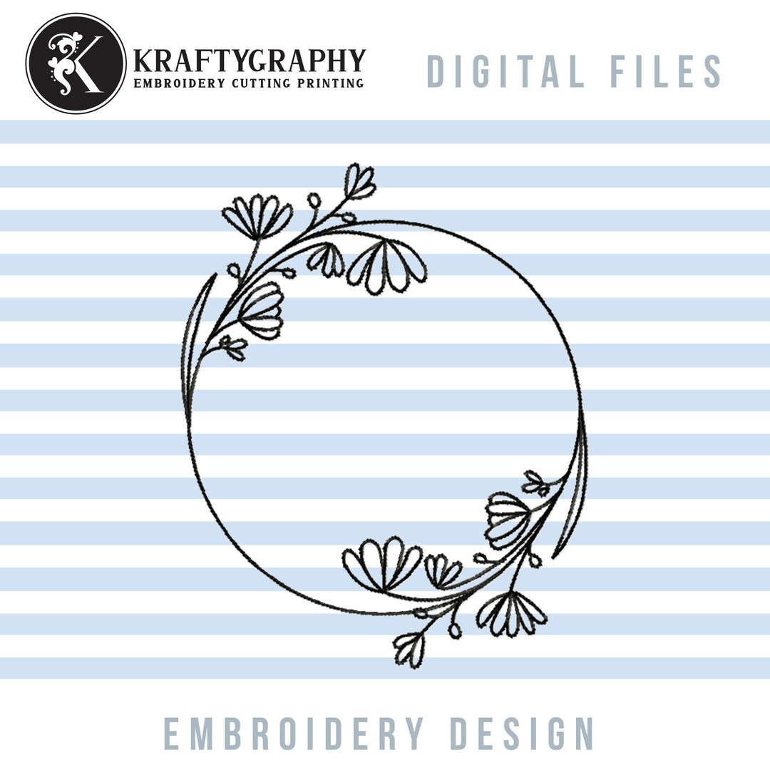 Floral Frame Machine Embroidery Designs, Circle Monogram Embroidery ...