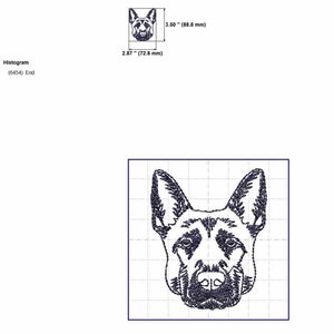 Belgian Malinois Dog Face Machine Embroidery Design, Backstitch Run: 3 ...
