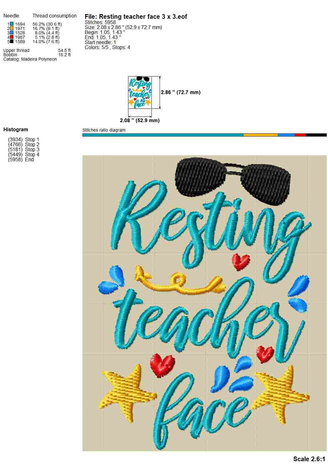 Teacher Machine Embroidery Designs Sunglasses Embroidery - Etsy
