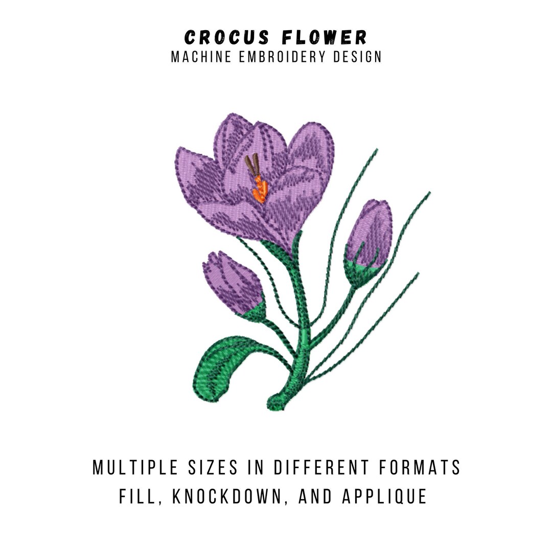 Crocus Flower Machine Embroidery Design: Spring Wildflower Pattern - Etsy