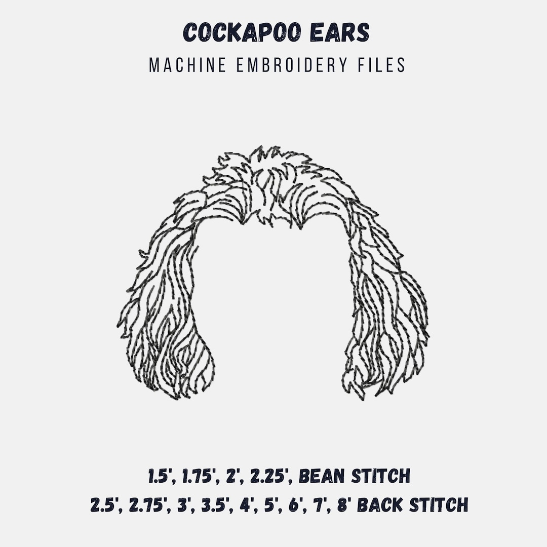 Cockapoo Dog Ears Outline Machine Embroidery Design, Dog Sketch ...