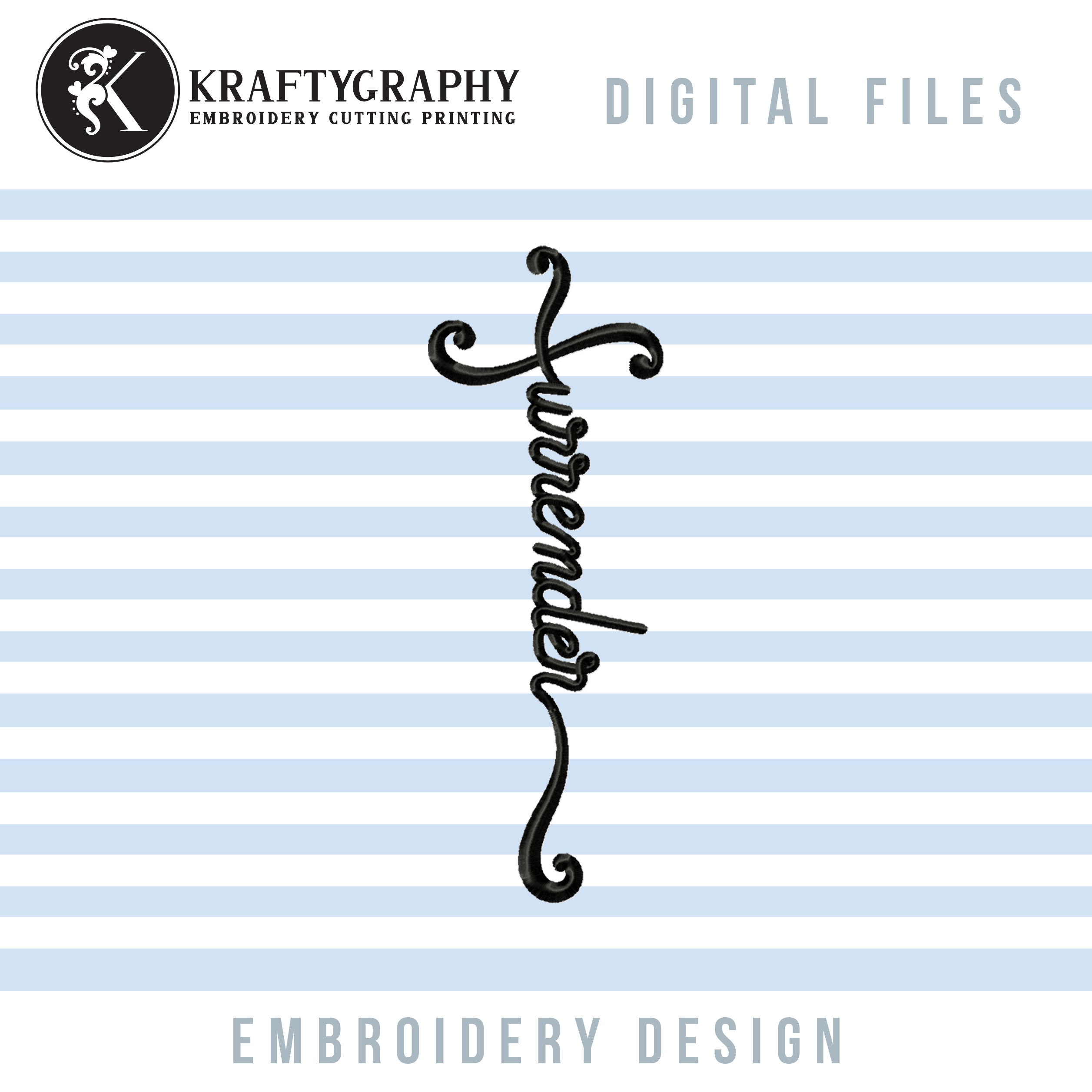 Surrender Cross Word Art Machine Embroidery Designs Religious | Etsy