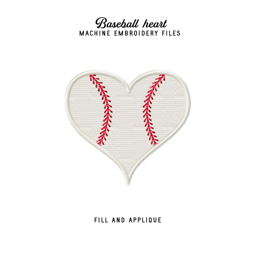 Baseball Heart Machine Embroidery Design: Fill & Applique - Etsy