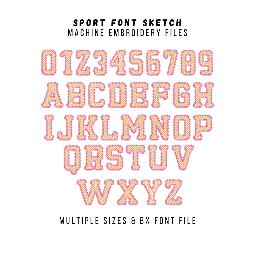 Sport Font Sketch Machine Embroidery Design, Multiple Sizes and ...