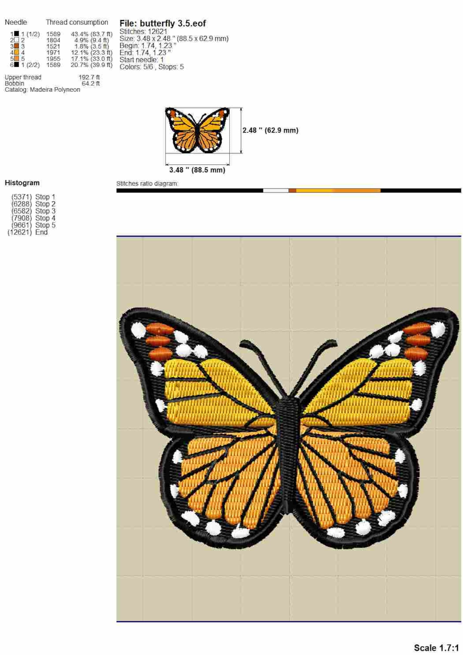Monarch Butterfly Machine Embroidery Design Beautiful | Etsy