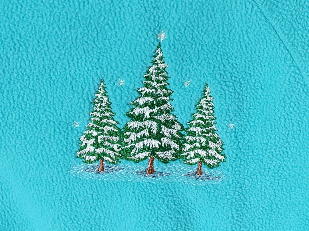 Christmas Tree Machine Embroidery Designs, Winter Scene With 3 Pines ...