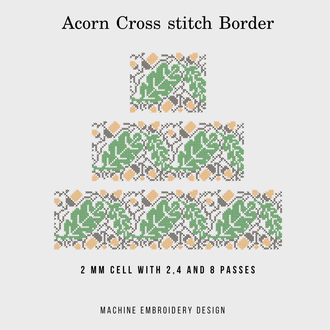 Acorn Border Cross Stitch Machine Embroidery Files, | NOT Hand ...