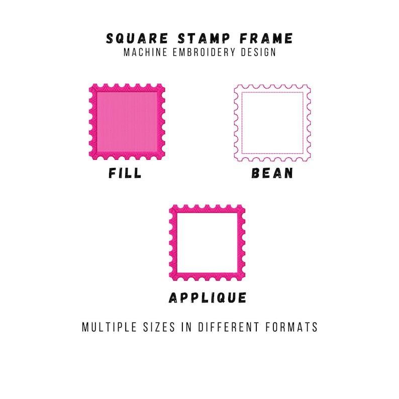 Square Post Stamp Frame Machine Embroidery Design | Applique, Fill and ...
