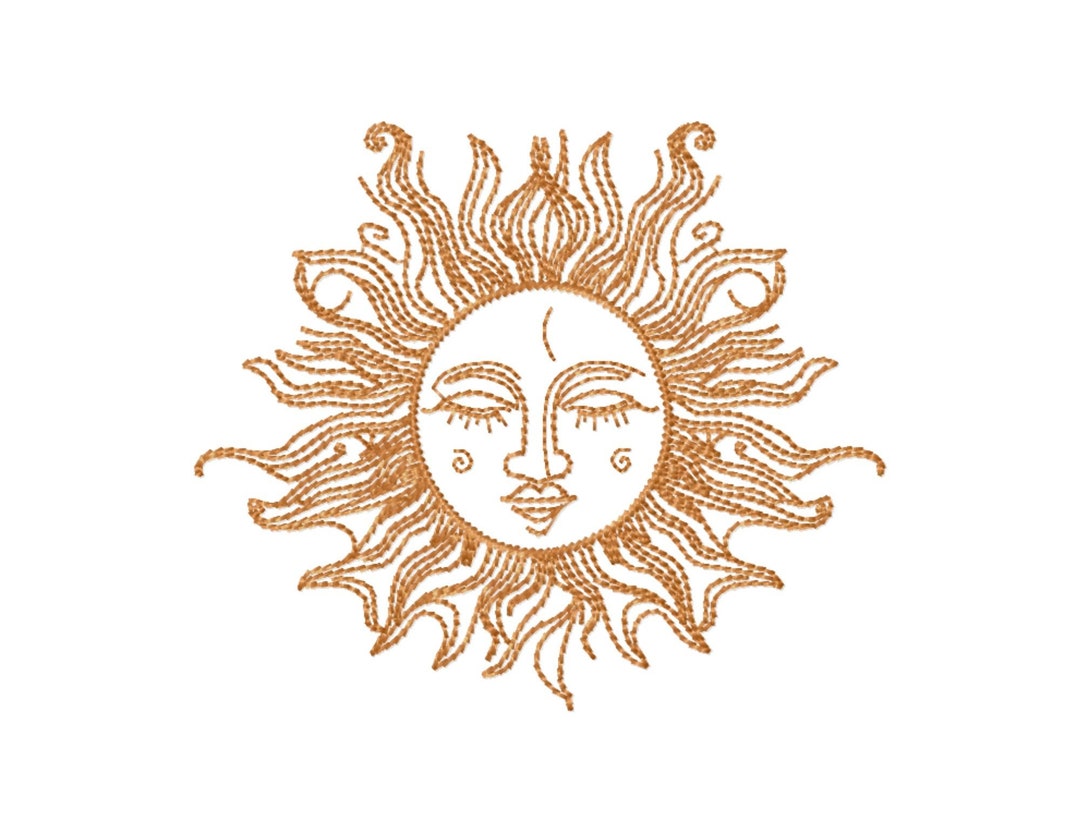 Sun Face Machine Embroidery Designs, Summer Embroidery Patterns, Boho ...