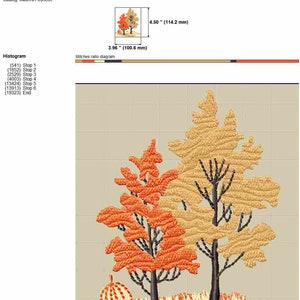 Fall Scene Machine Embroidery Design, Autumn Landscape With Trees and ...