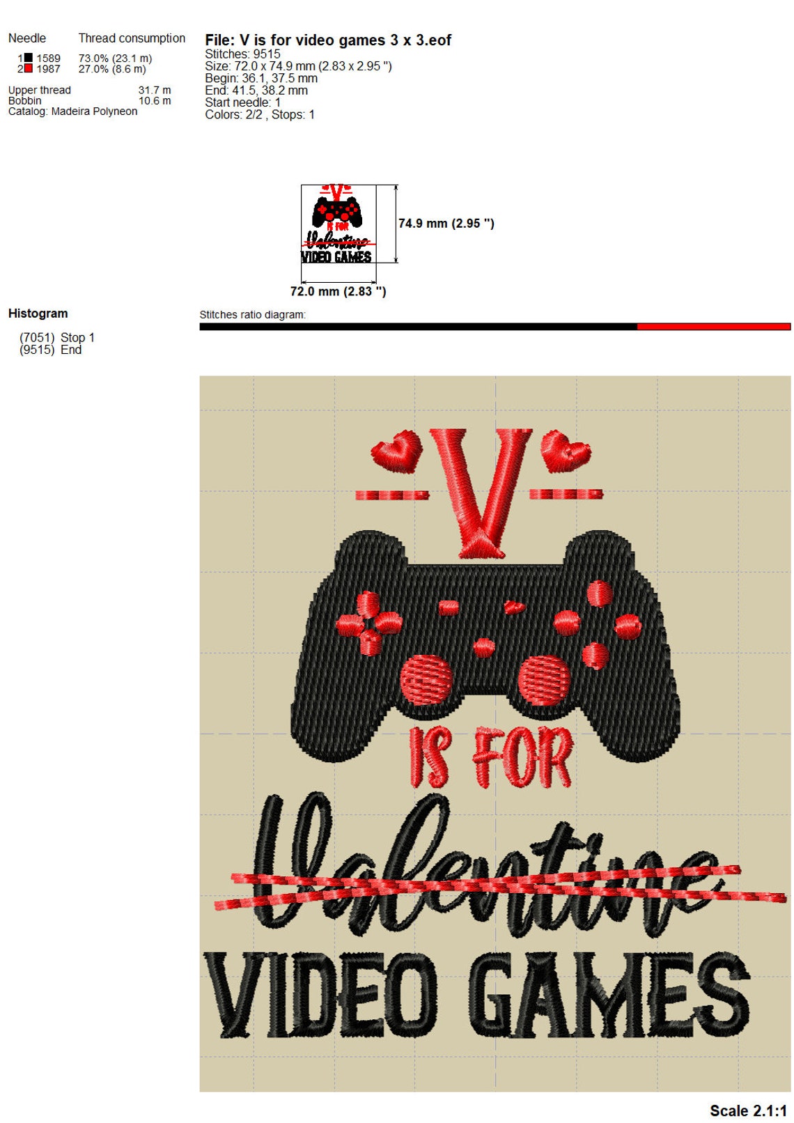 V is for Video Games Embroidery Design Funny Valentine | Etsy