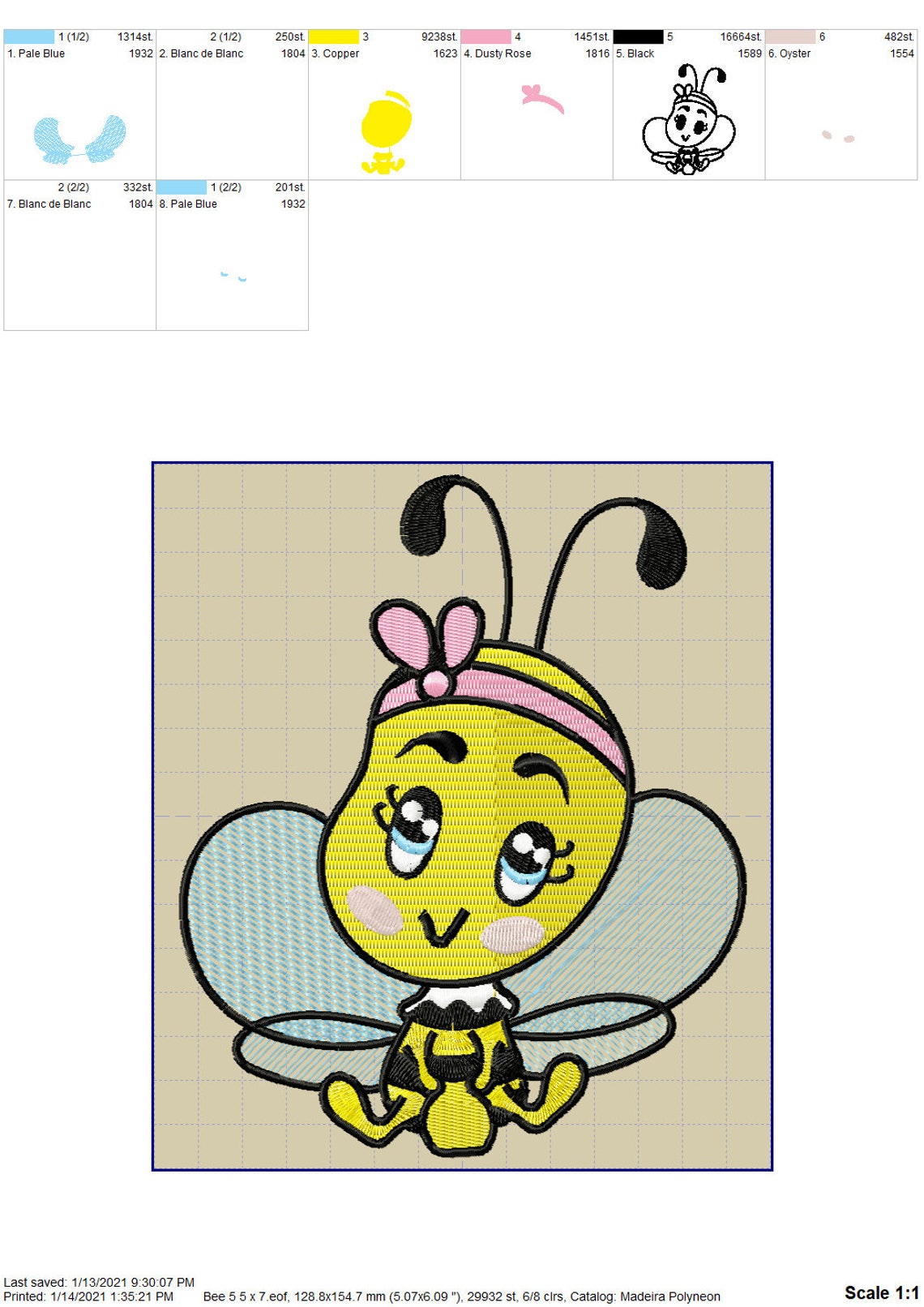 Cute Baby Bee Machine Embroidery Patterns Little Bee - Etsy