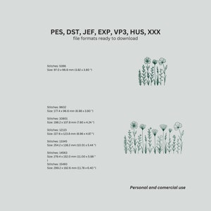 Meadow Wildflowers Machine Embroidery Design: Floral Line Art Border - Etsy
