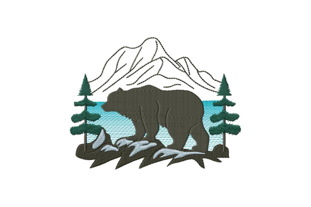 Mountain Bear Machine Embroidery Designs, Bear on Mountain Embroidery ...