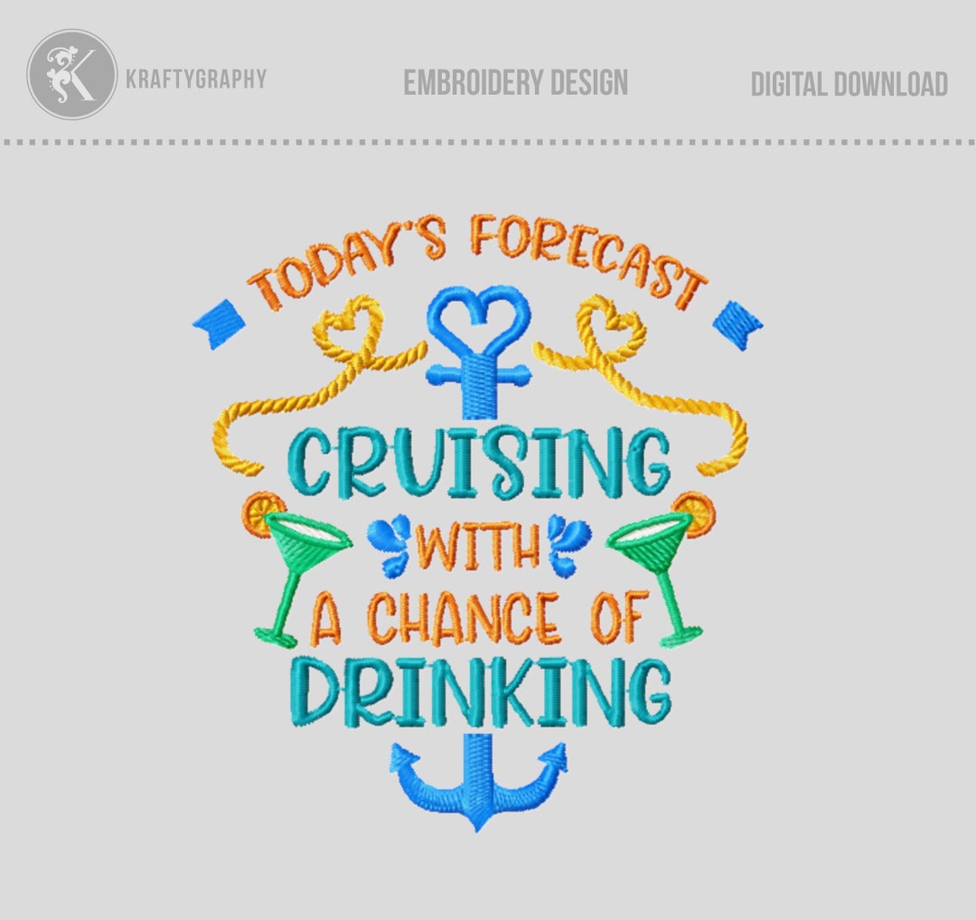 Drinking Cruise Machine Embroidery Designs, Cruising Trip Embroidery ...