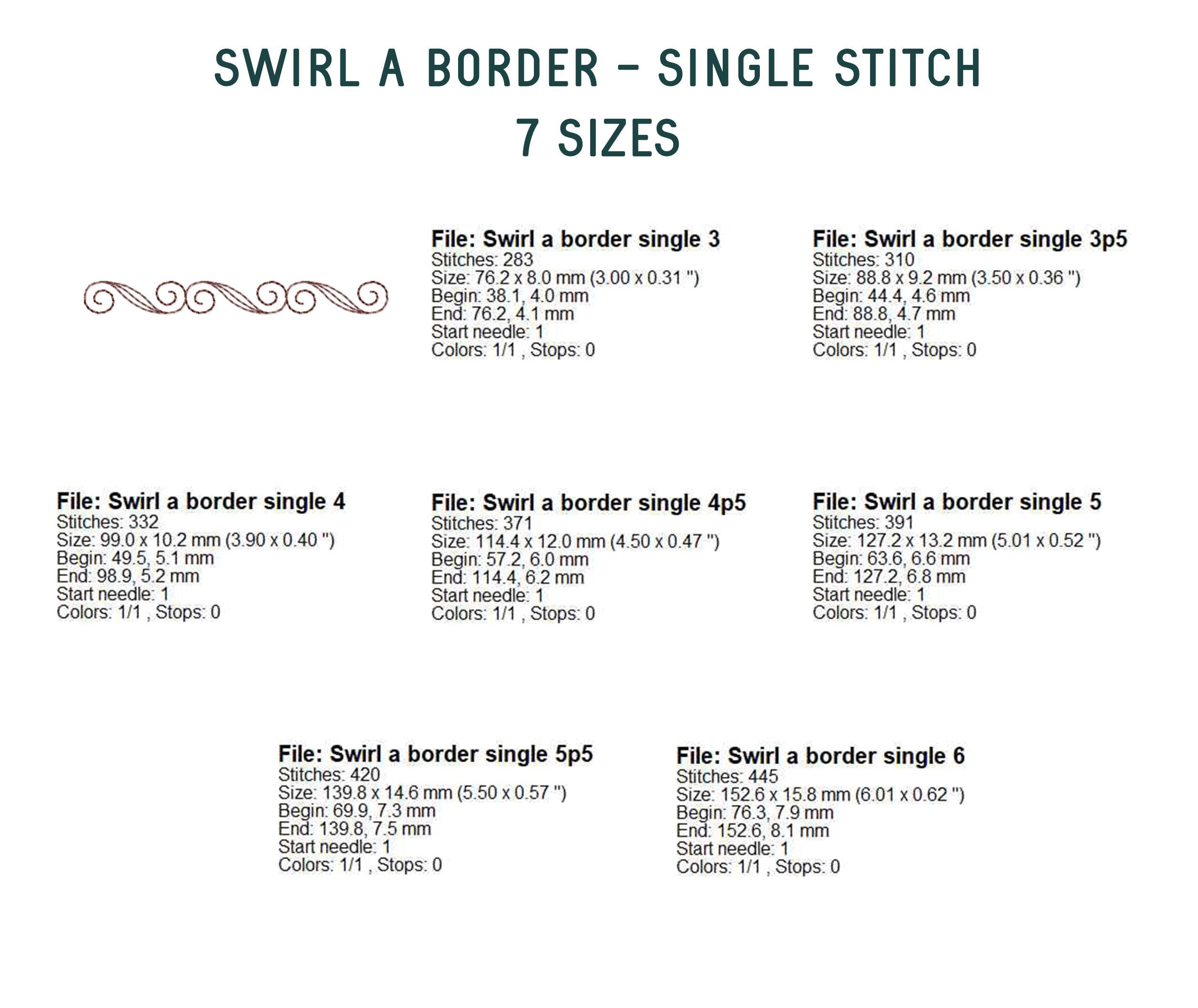 Continuous Swirl Border Machine Embroidery Designs, Bean and Single Run ...